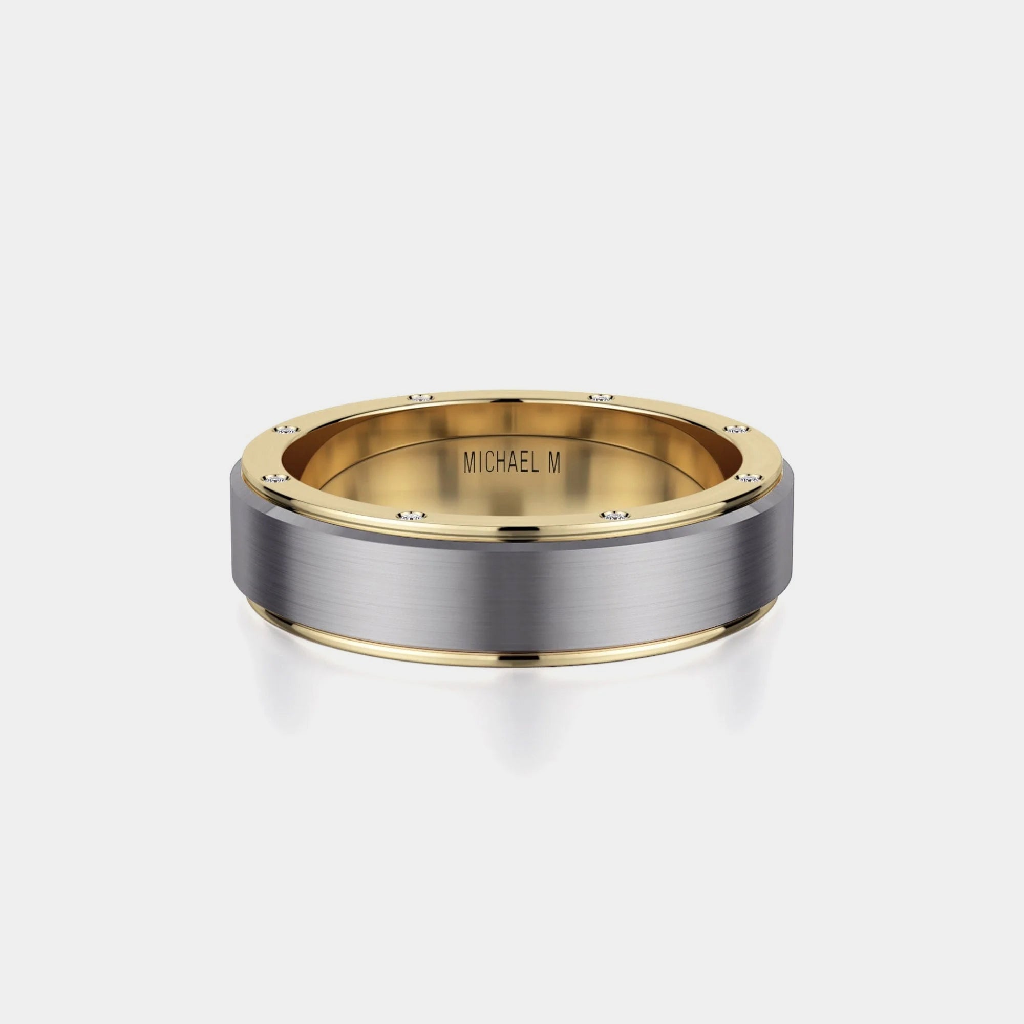 Michael M | Diamond Accent Wedding Ring 18k Yellow Gold Titanium – MB116