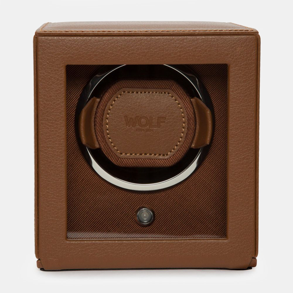 WOLF | Cub Single Watch Winder - Cognac Vegan Leather