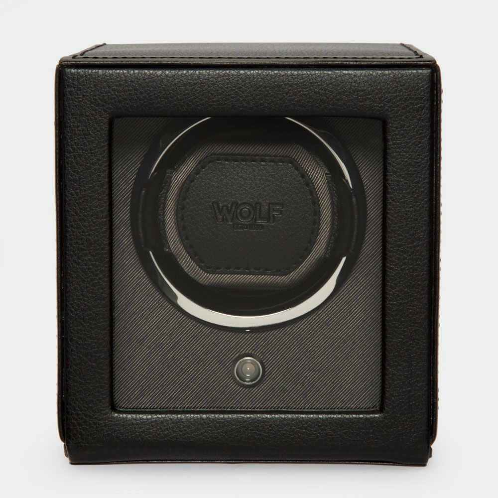 WOLF | Cub Single Watch Winder - Black Vegan Leather