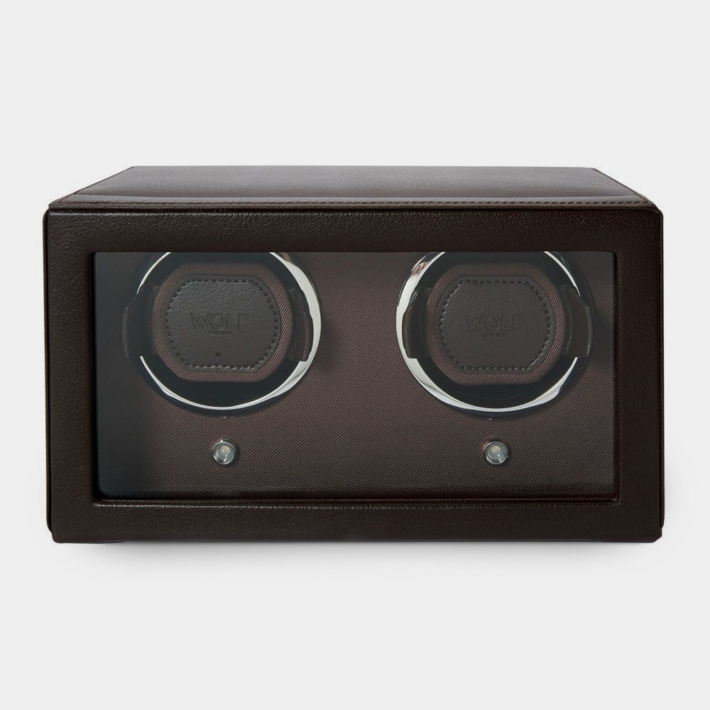 WOLF | Cub Double Watch Winder - Brown Vegan Leather