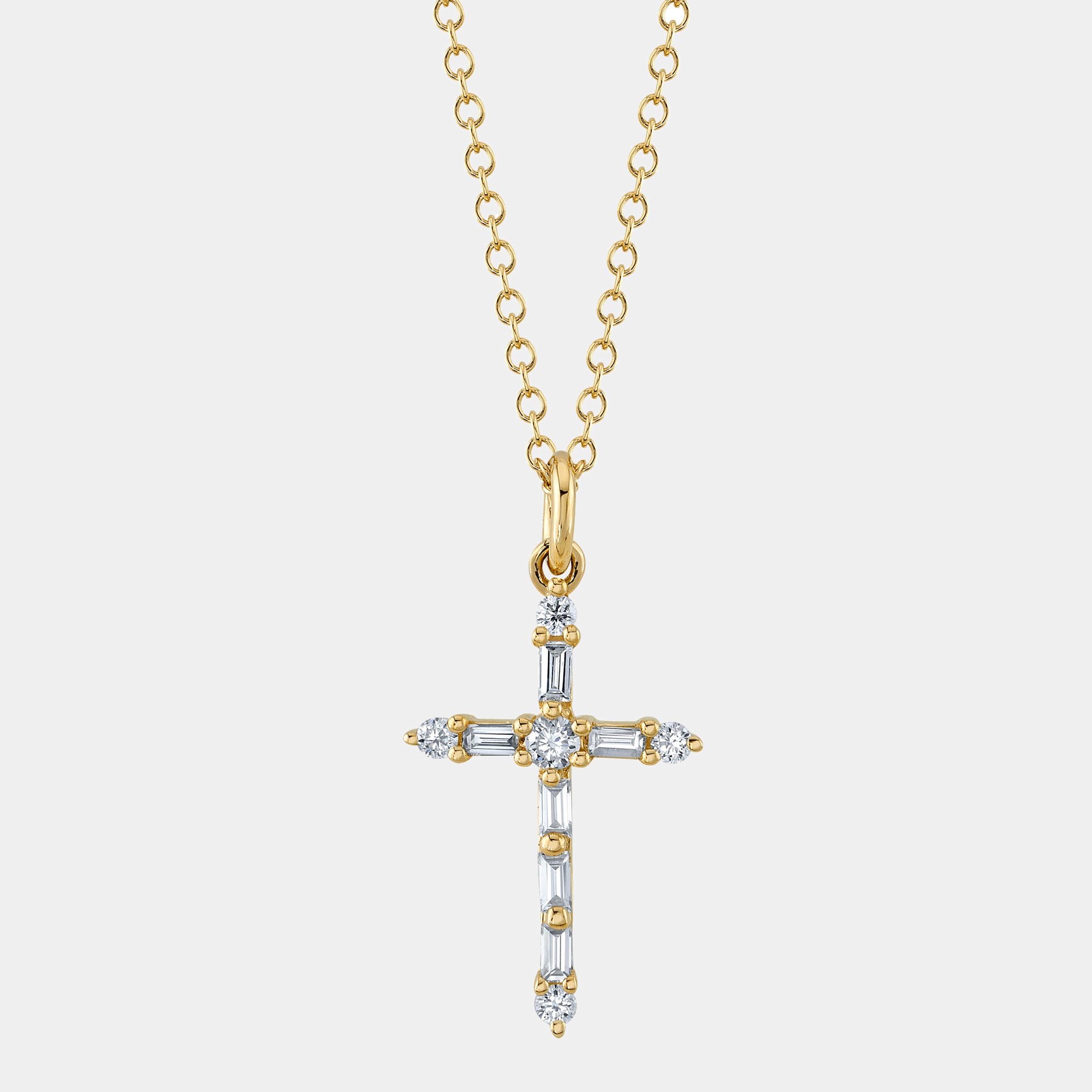 Shy Creation | Kate Baguette Diamond Infinity Necklace | 14k Yellow Gold