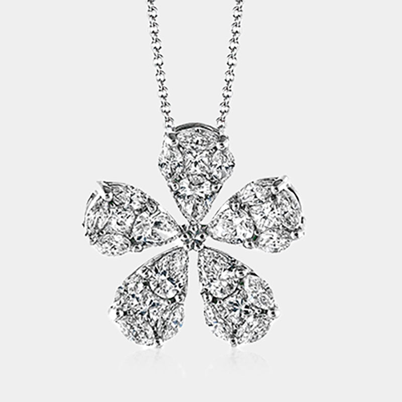 Simon G. | Floral Diamond Pendant | 18K White Gold
